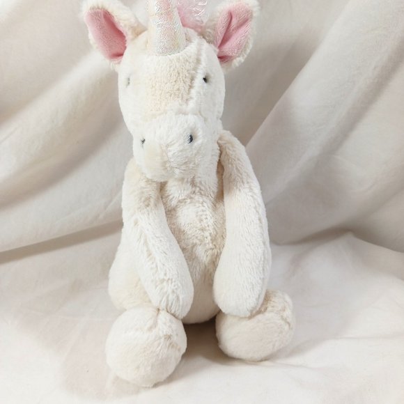Jellycat | Toys | Jellycat Bashful Unicorn White Body Curly Pink Mane ...